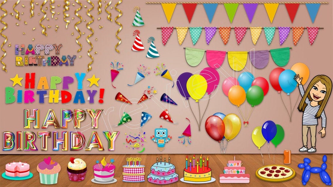 Bitmoji Classroom Add-ons - Happy Birthday - Etsy