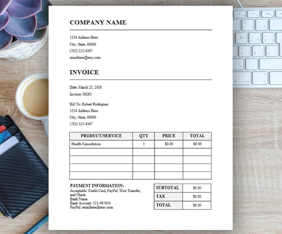 Standard Invoice Template - Etsy
