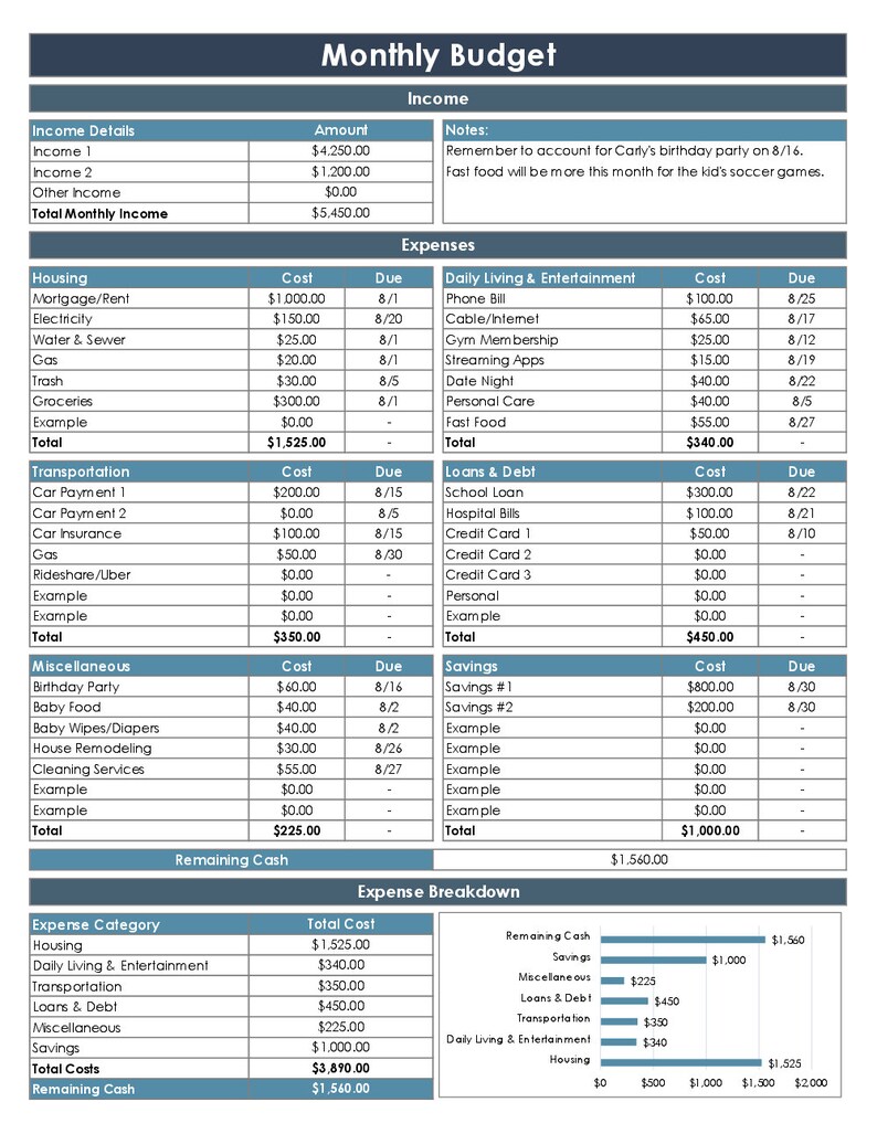 Minimalist-ms Excel Budget Template Spreadsheet - Etsy