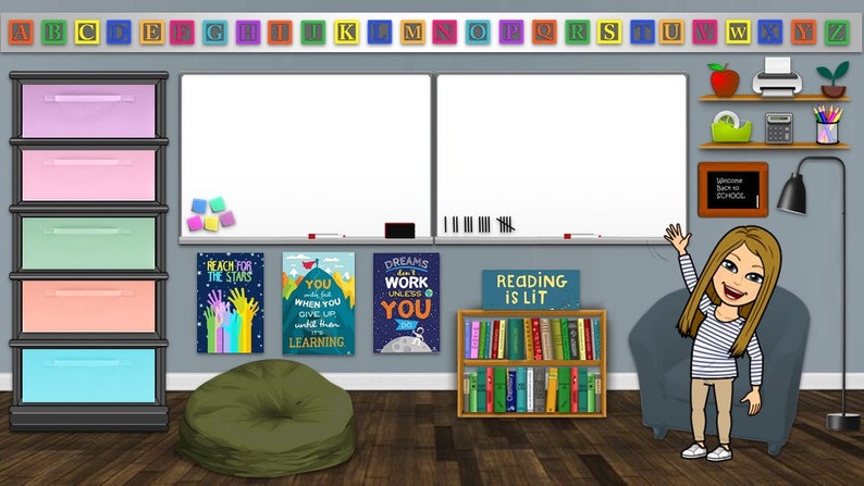 Bitmoji Classroom Template - Gray - Etsy