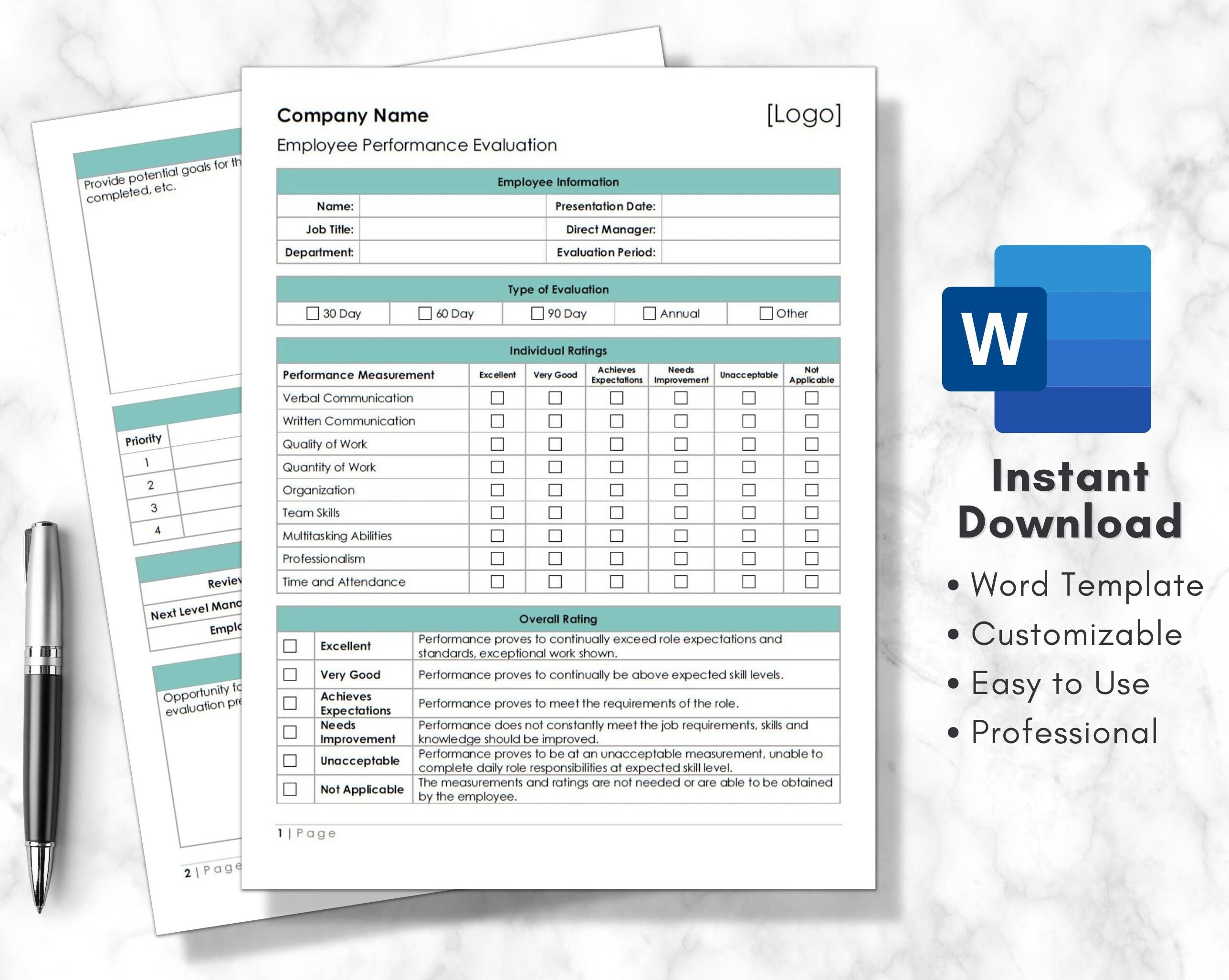 Employee Performance Template Excel
