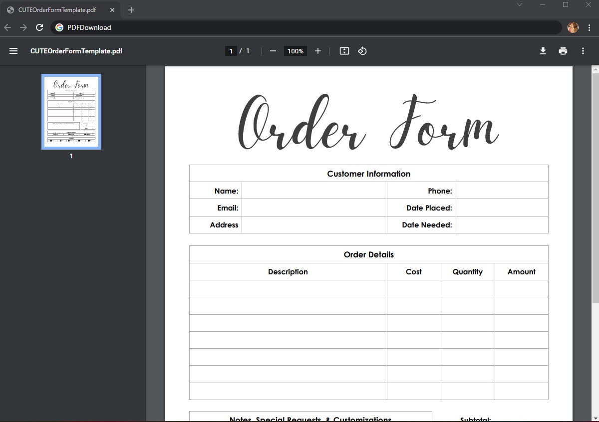 MS Word-order Form Template - Etsy
