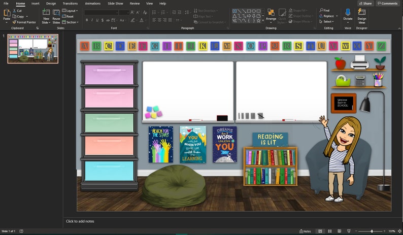 Bitmoji Classroom Template - Gray - Etsy