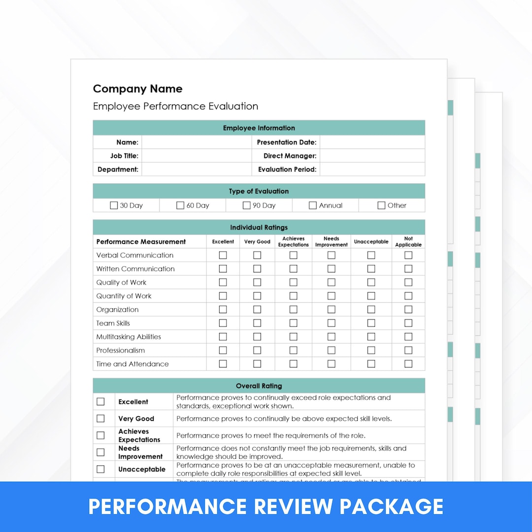 Performance Review & Salary Review Template – MS Word Digital Download ...