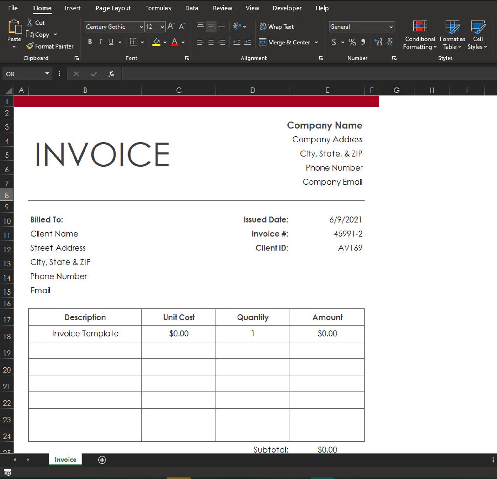 MS Excel Invoice Template Spreadsheet - Etsy