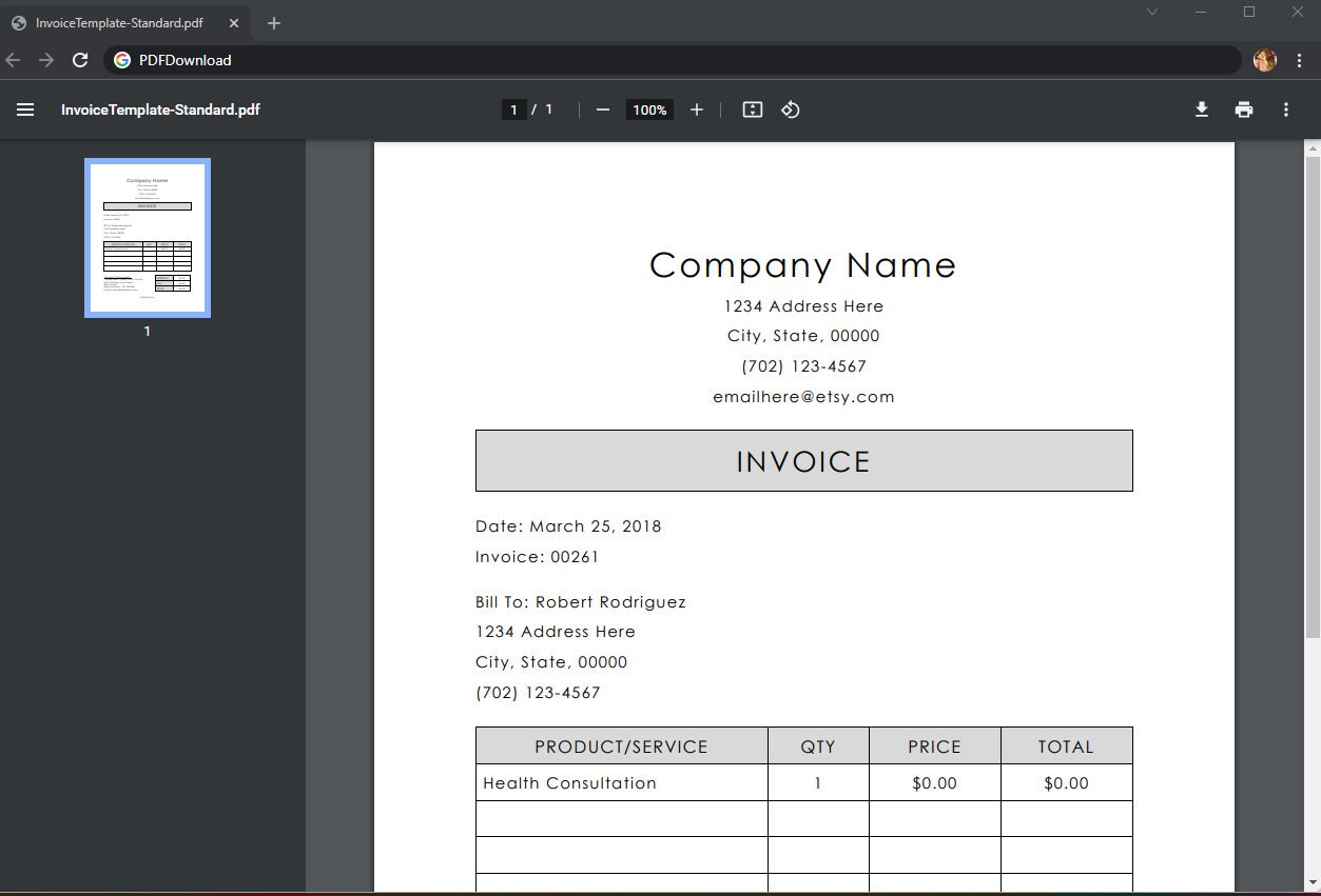 MS Word-invoice Template - Etsy