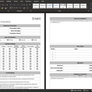 MS Word-employee Performance Evaluation Template - Etsy