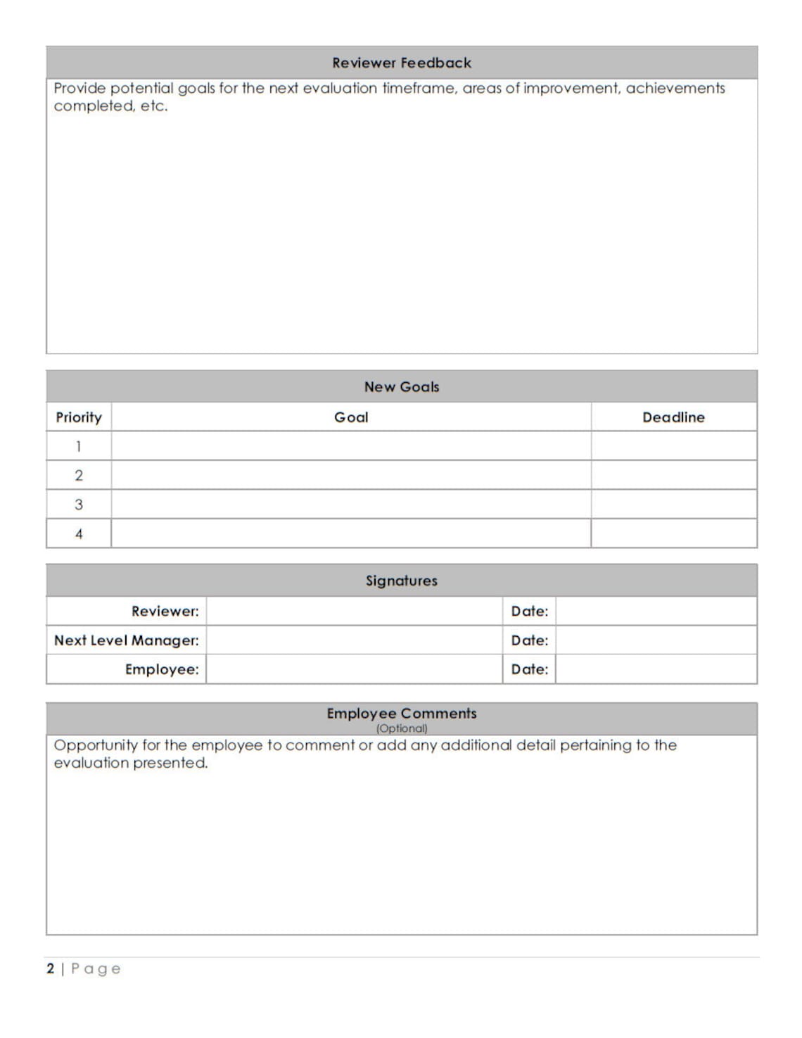 MS Word-employee Performance Evaluation Template - Etsy