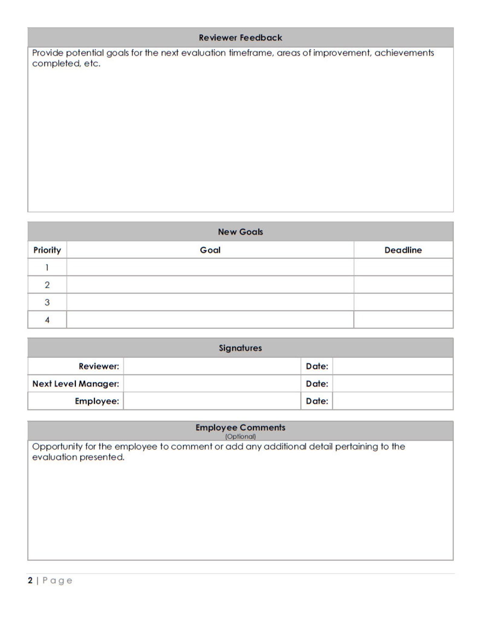 MS Word-employee Performance Evaluation Template - Etsy
