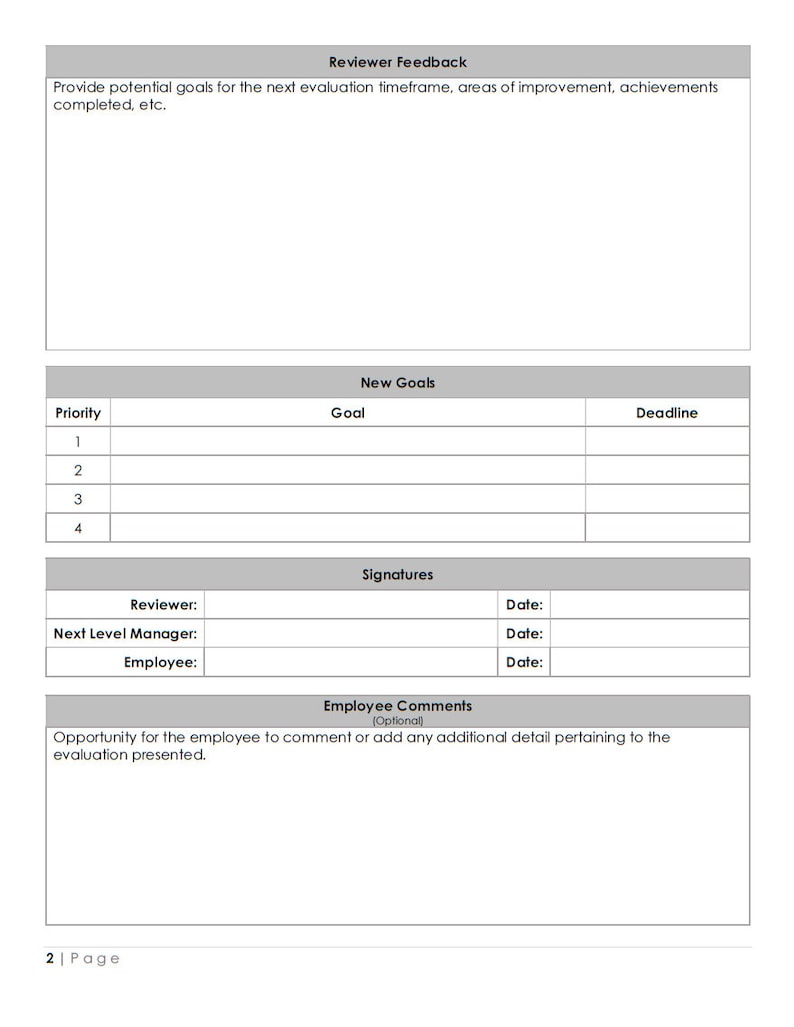 MS Word-employee Performance Evaluation Template - Etsy