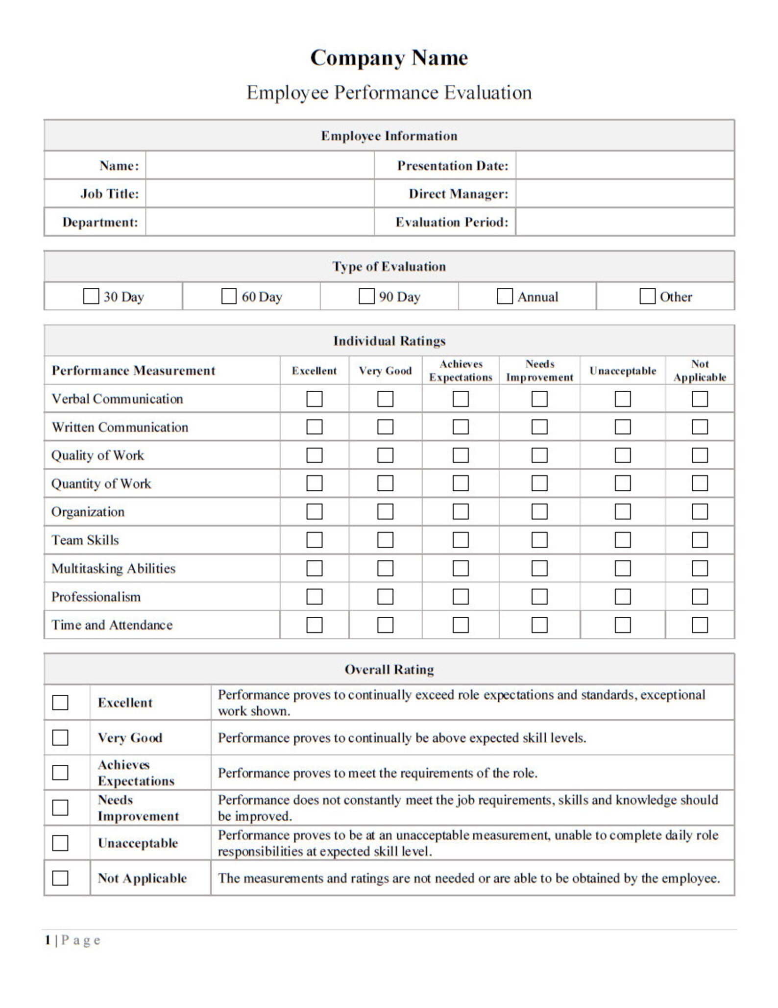 Editable 70 Free Employee Performance Review Templates Word Pdf New