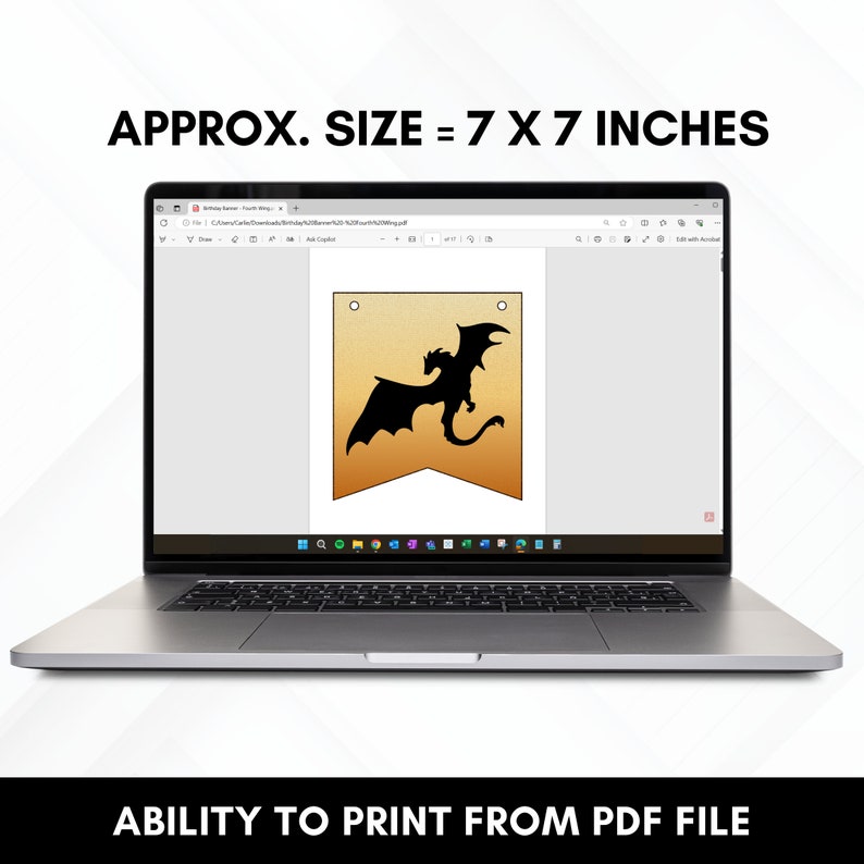 Fourth Wing Happy Birthday Banner Decor digital Download Template Easy ...