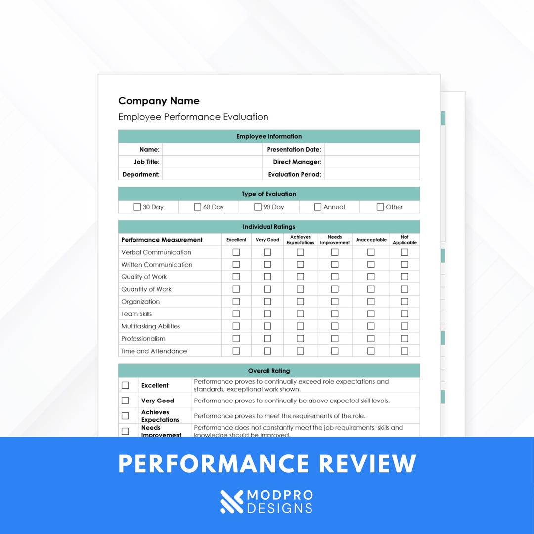 Employee Performance Review Template: HR Evaluation Form (microsoft ...