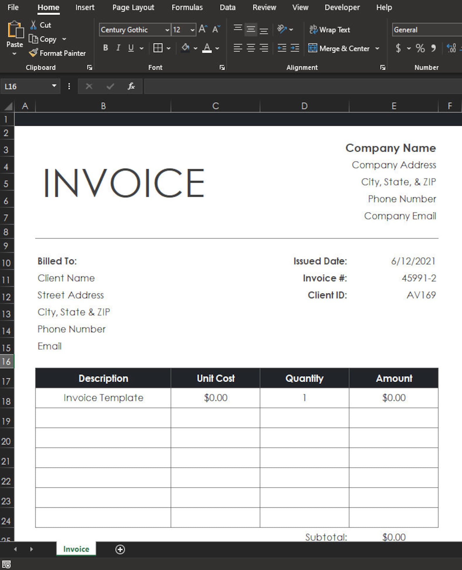 MS Excel Invoice Template Spreadsheet - Etsy