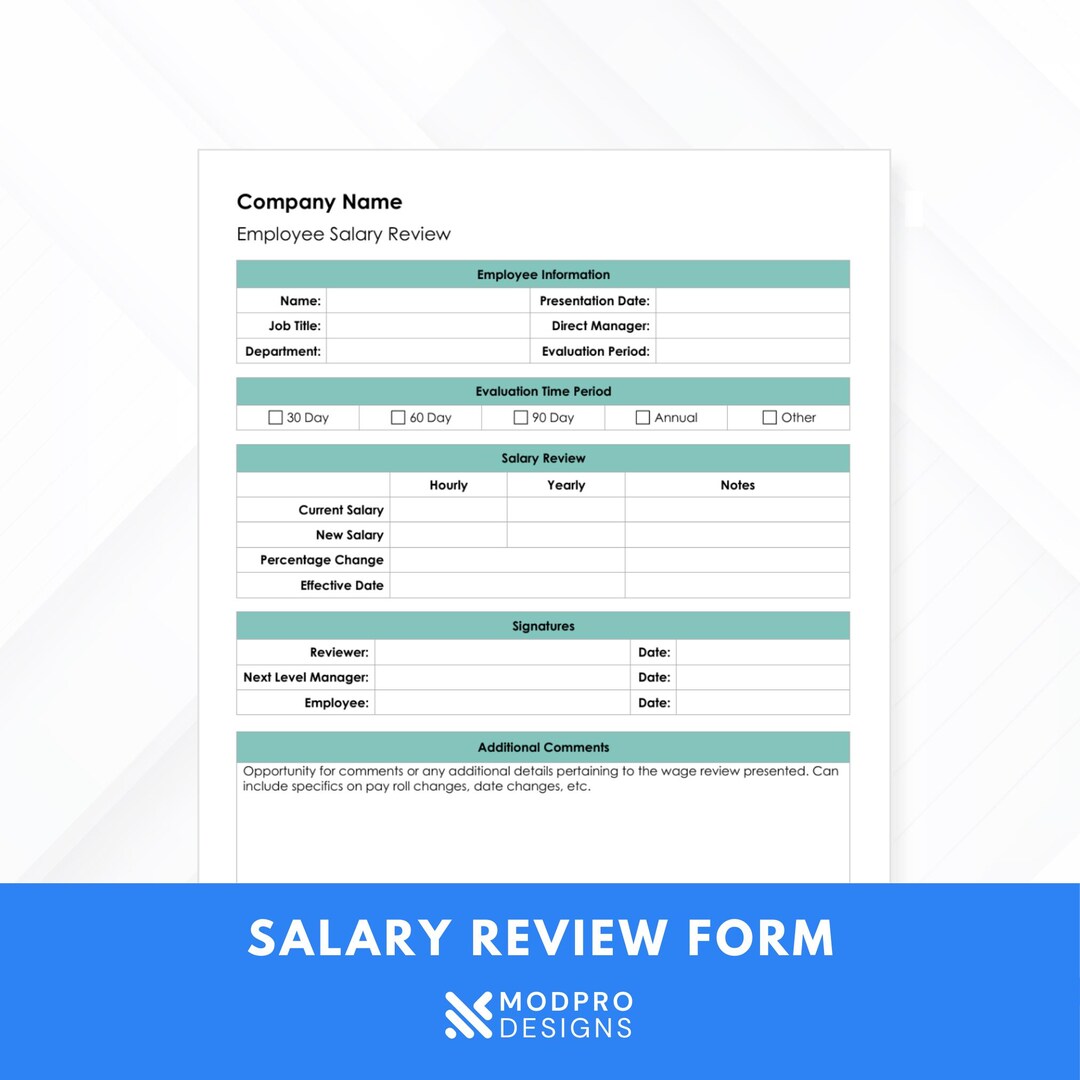 Salary Review Template | Employee Compensation & Pay Increase Form ...