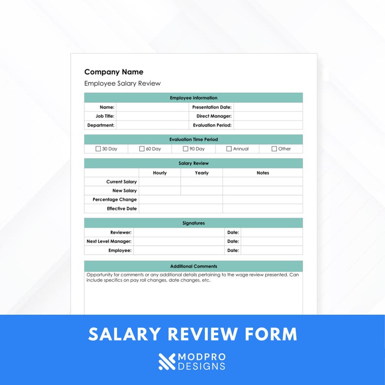 Salary Review Template | Employee Compensation & Pay Increase Form ...