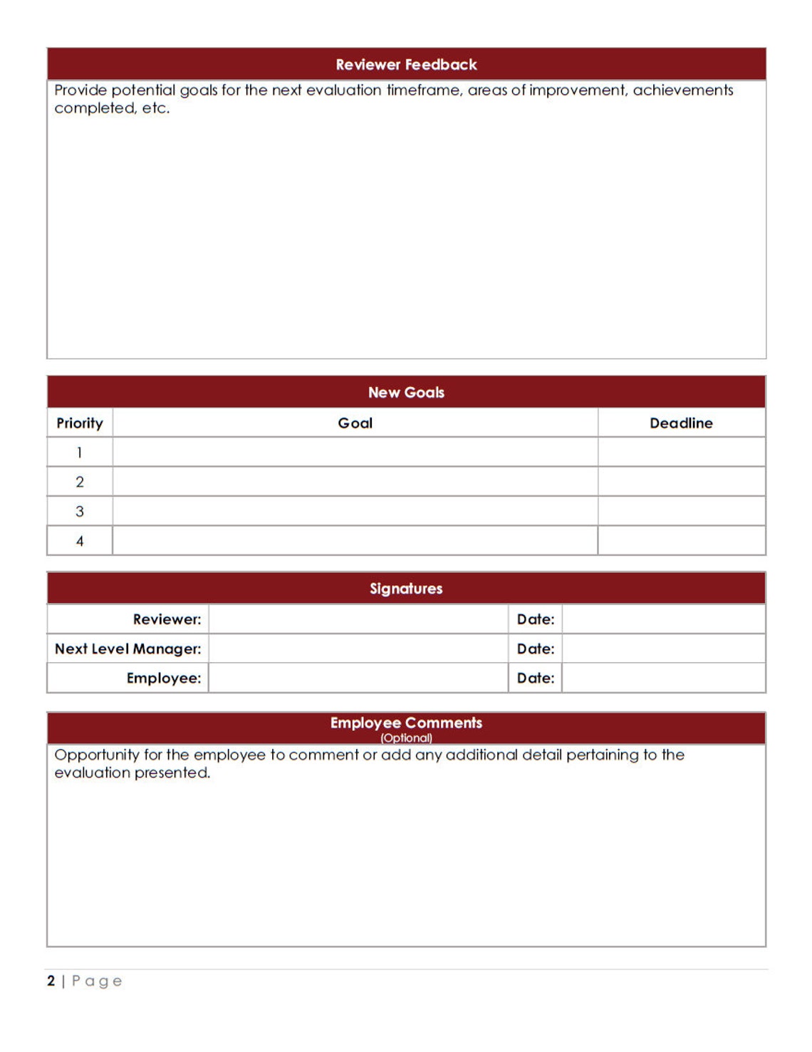 MS Word-employee Performance Evaluation Template - Etsy
