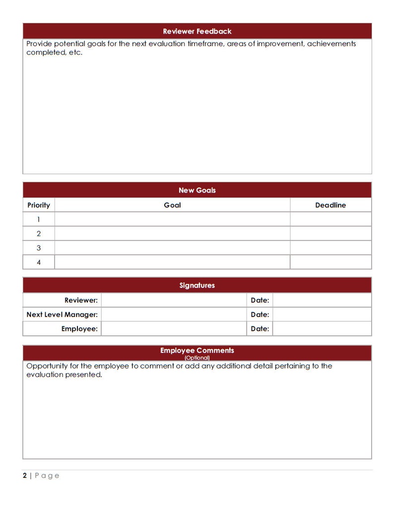MS Word-employee Performance Evaluation Template - Etsy