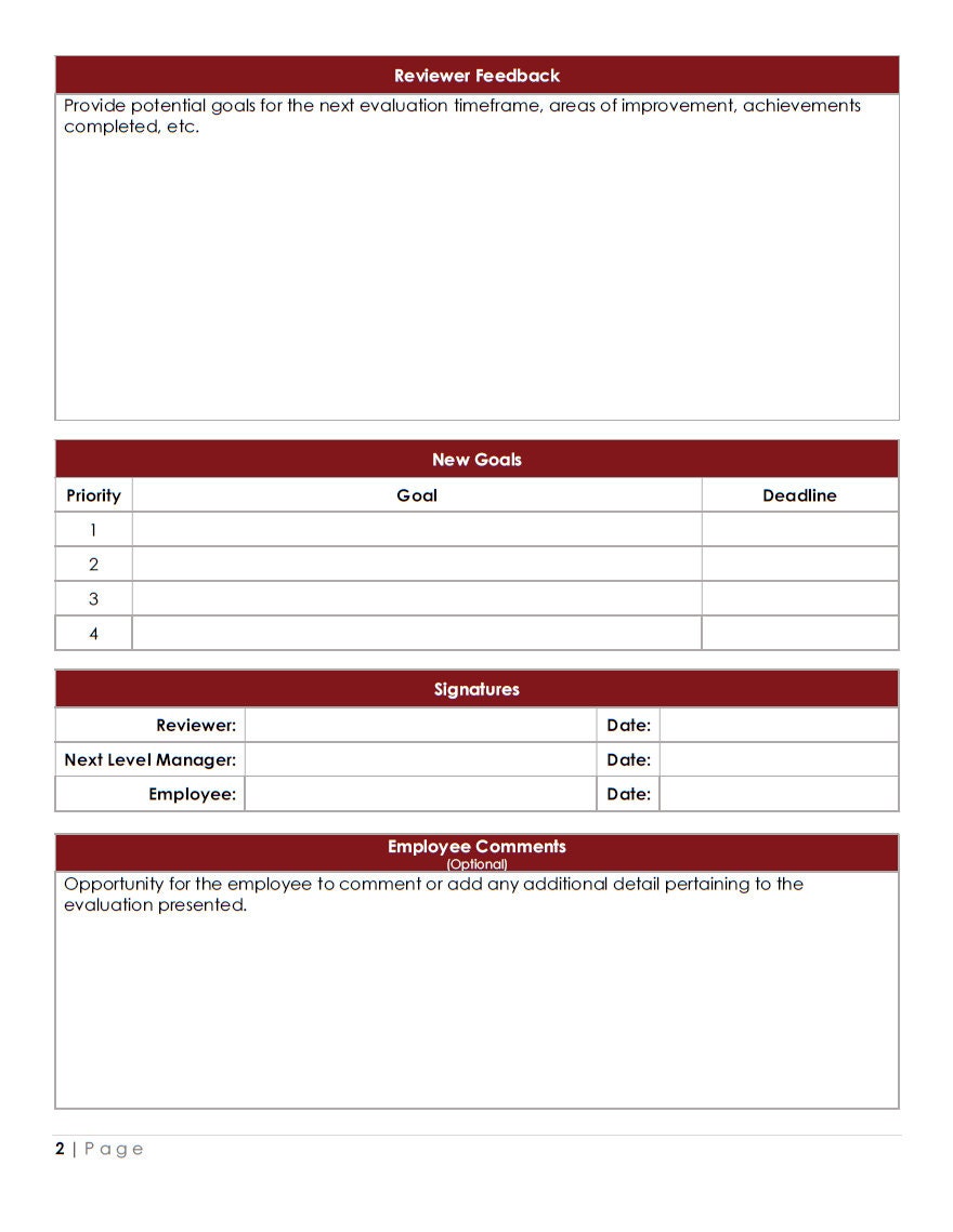 MS Word-employee Performance Evaluation Template - Etsy