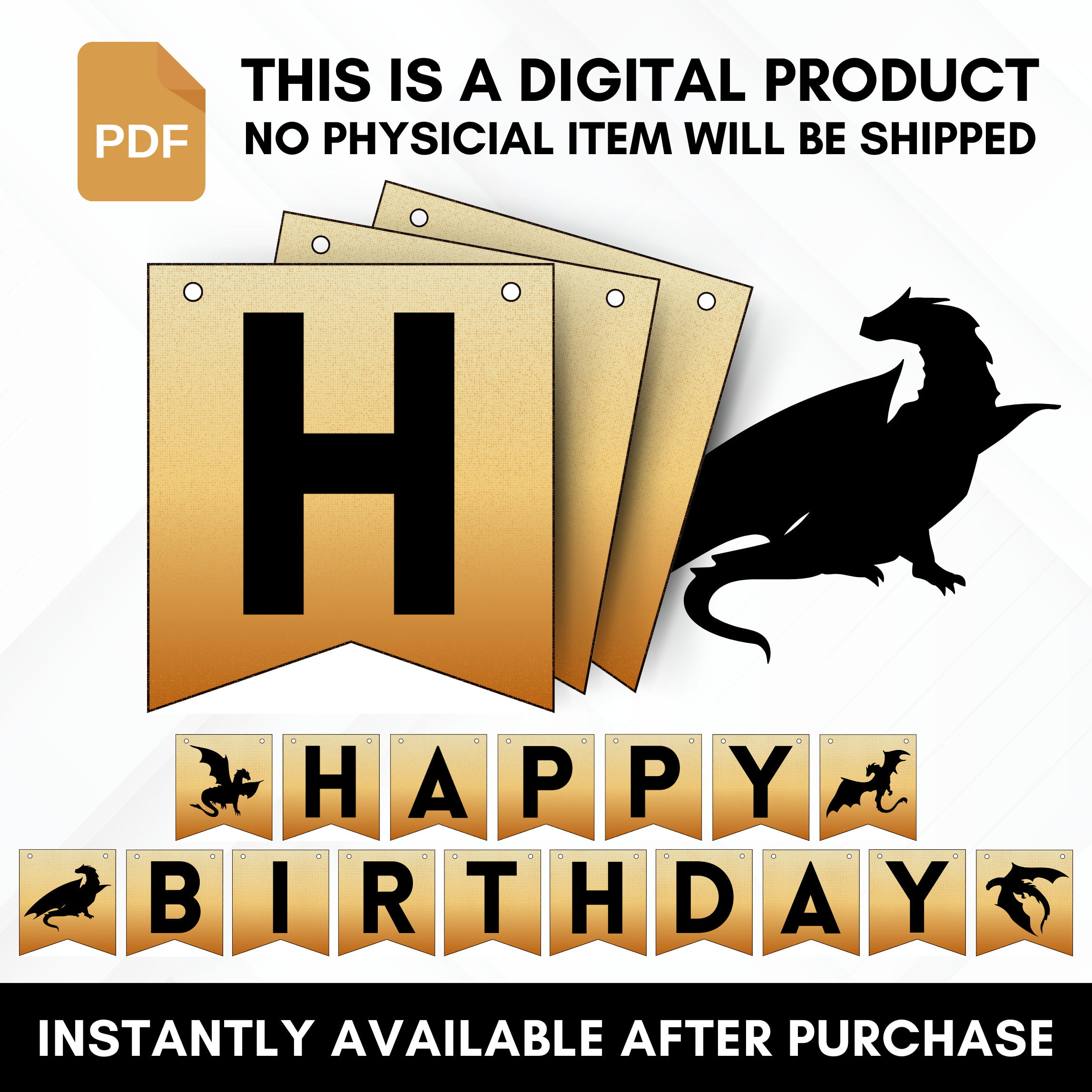 Fourth Wing Happy Birthday Banner Decor digital Download Template Easy ...