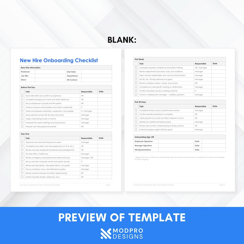 New Hire Onboarding Checklist | Employee Onboarding Template | HR New ...