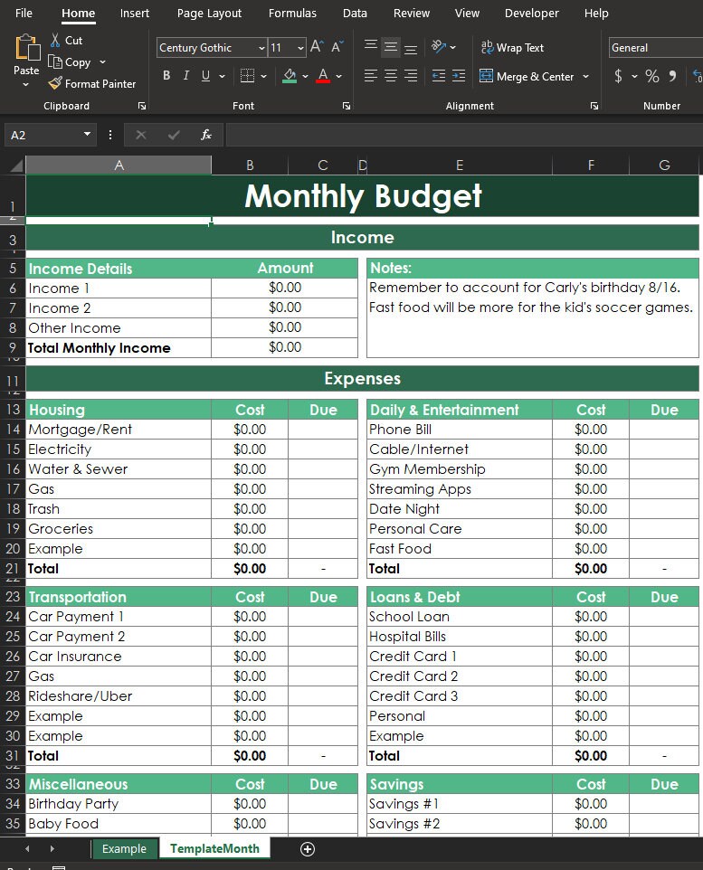 Minimalist-ms Excel Budget Template Spreadsheet - Etsy