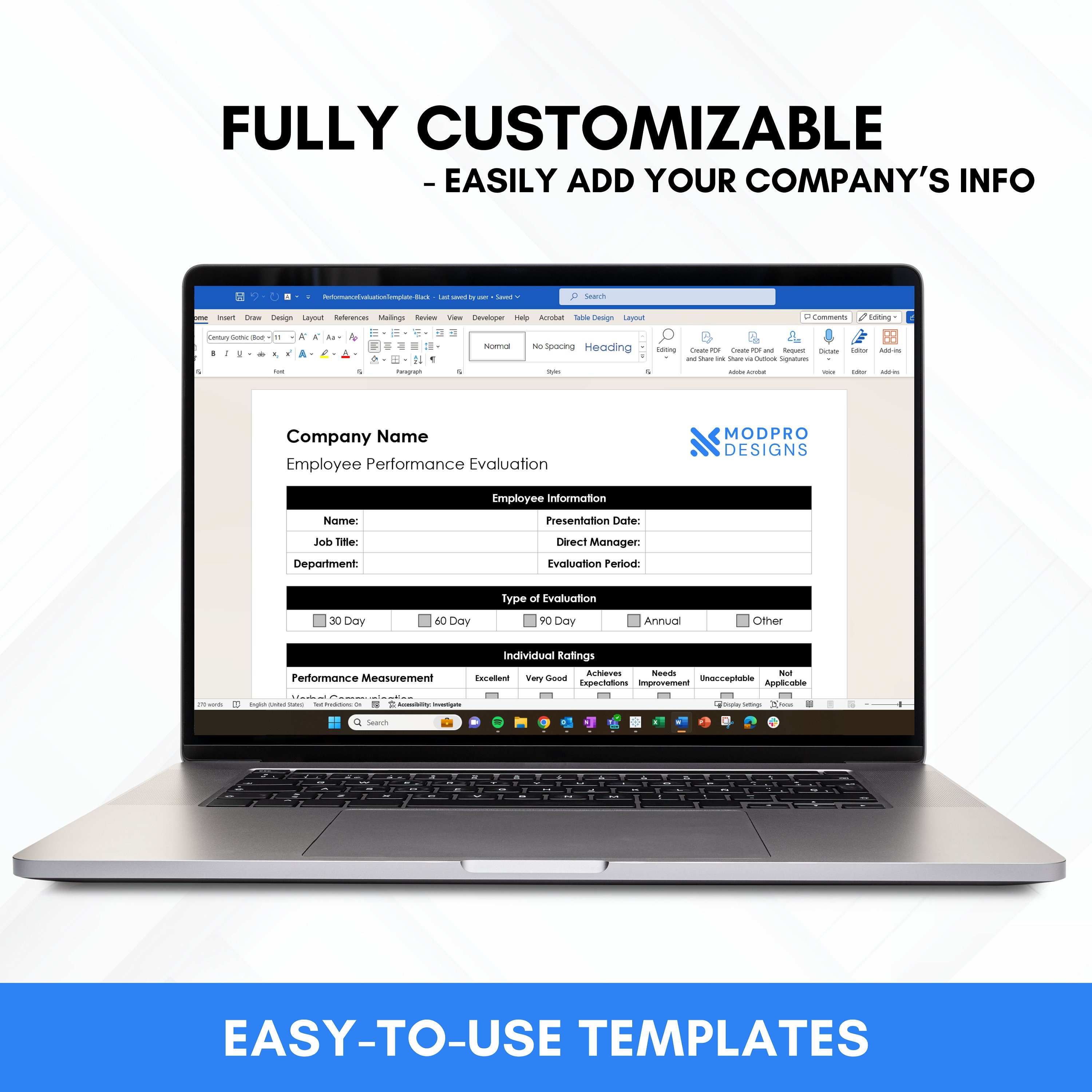 Employee Performance Evaluation & Salary Review Templates (MS Word) - Etsy