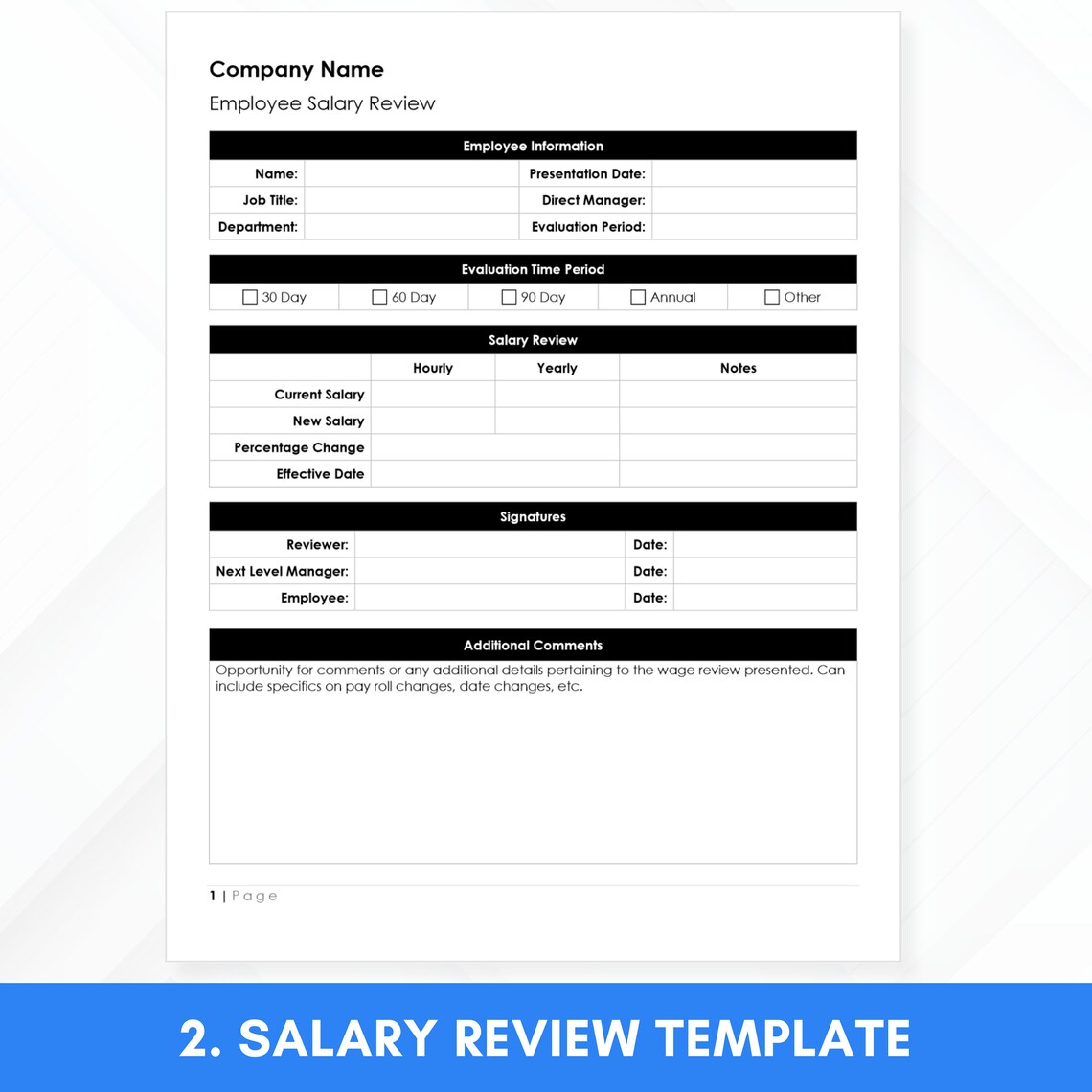 Employee Performance Evaluation & Salary Review Templates (MS Word) - Etsy
