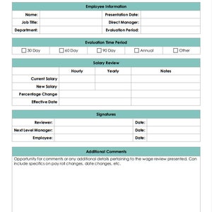 MS Word-employee Salary Review Template - Etsy Canada