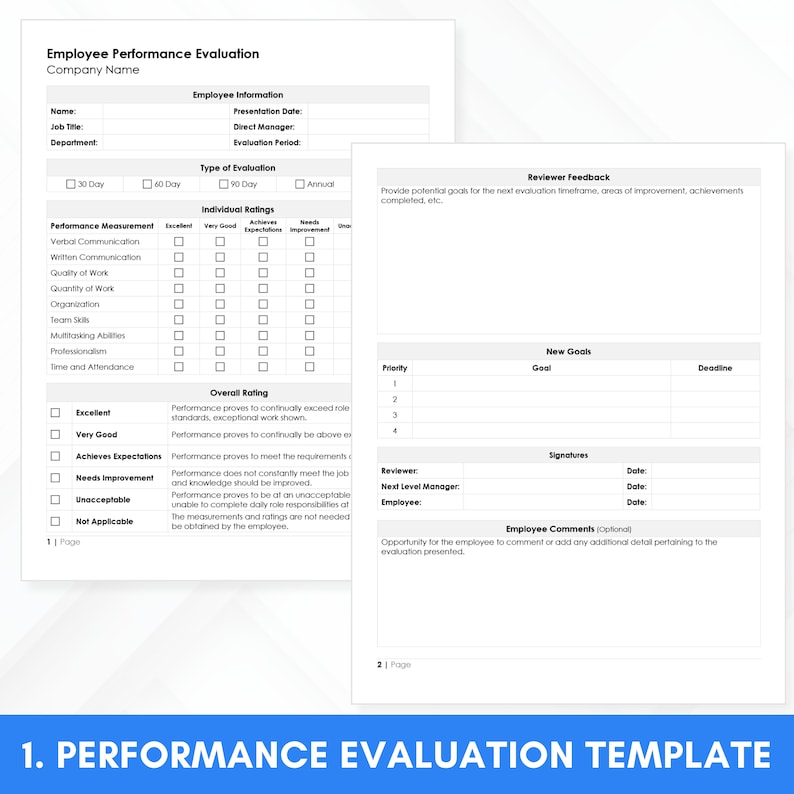 Performance & Salary Review Template (MS Word HR Form) - Etsy