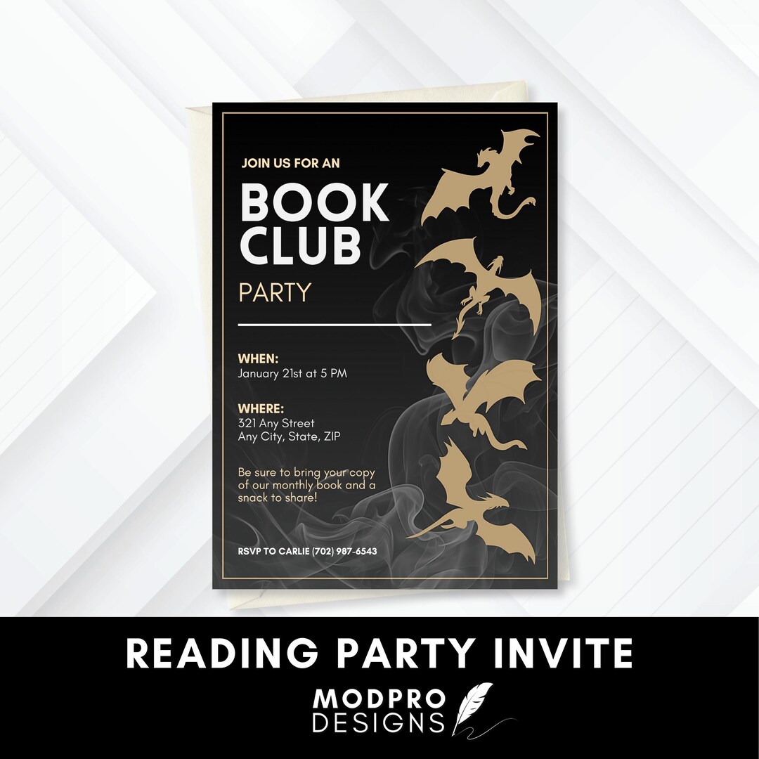 Dragon Romantasy Book Club Invitation (digital Download) - Etsy