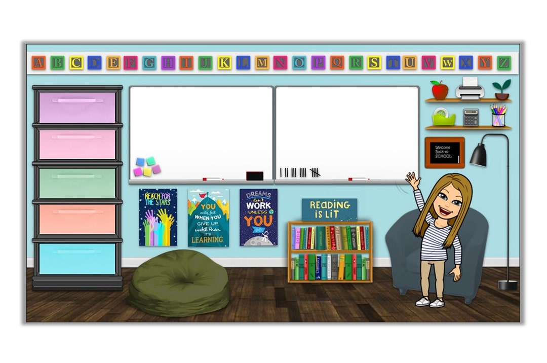 Bitmoji Classroom Template - Blue - Etsy