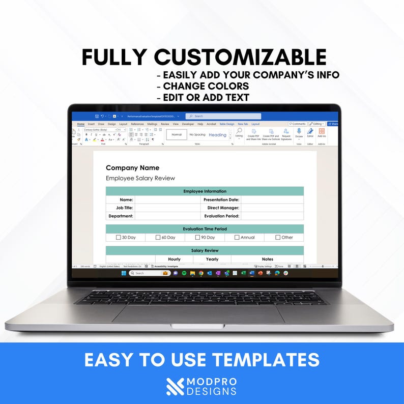 Salary Review Template | Employee Compensation & Pay Increase Form ...