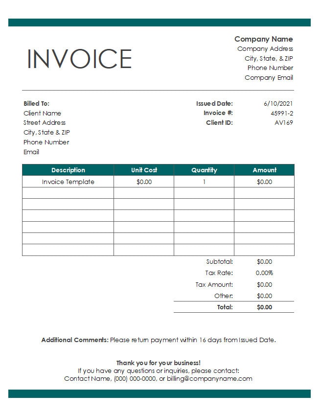 MS Excel Invoice Template Spreadsheet - Etsy