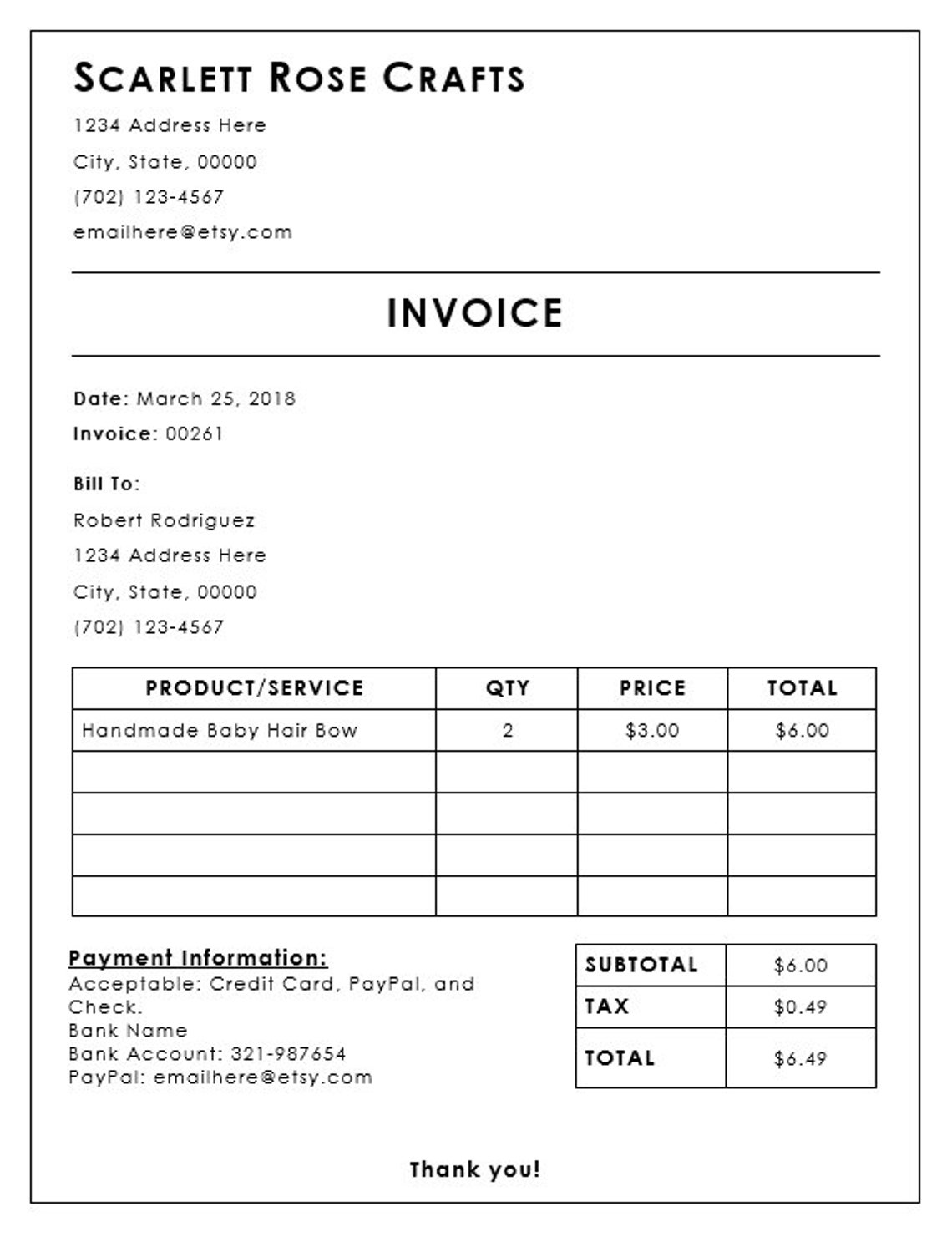 MS Word-invoice Template - Etsy