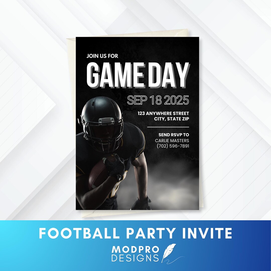 Football Party Invitation – Editable Sports Invite Canva Template ...