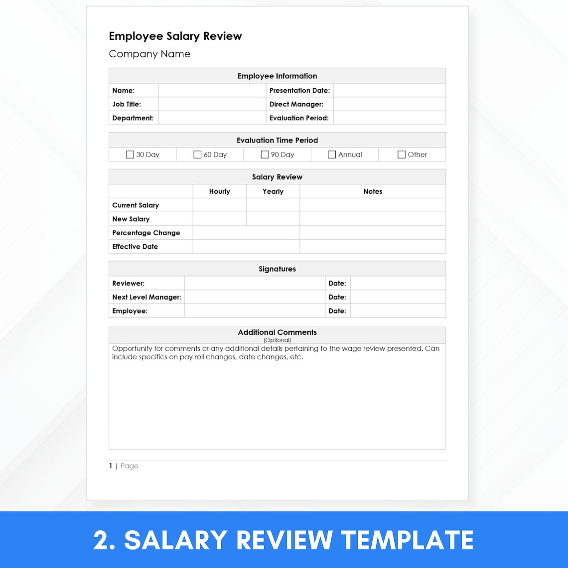 Performance Review Template & Salary Review Templates/ms Word HR Form ...