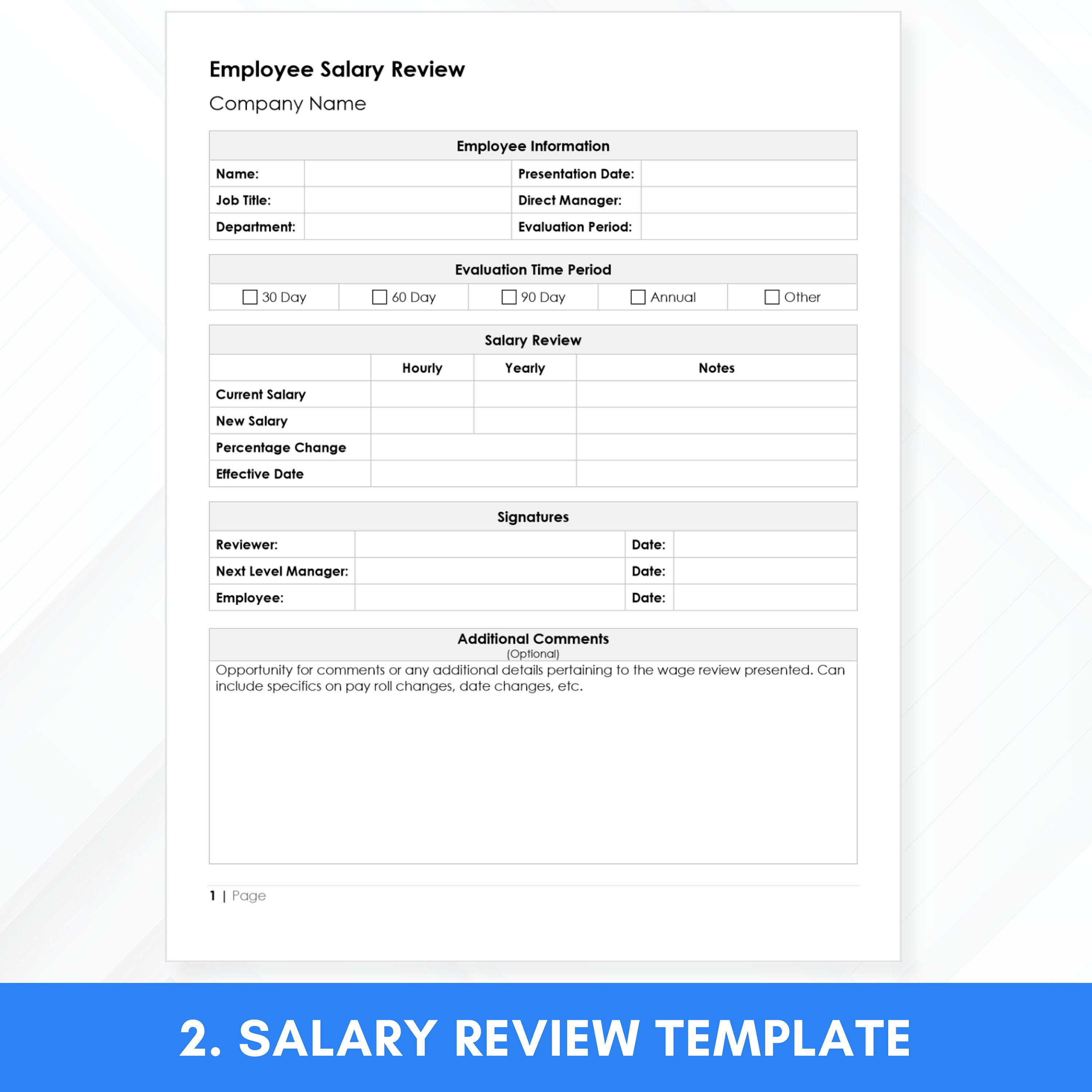 Performance & Salary Review Template (MS Word HR Form) - Etsy