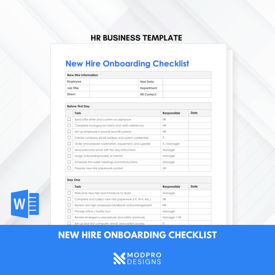 New Hire Onboarding Checklist | Employee Onboarding Template | HR New ...