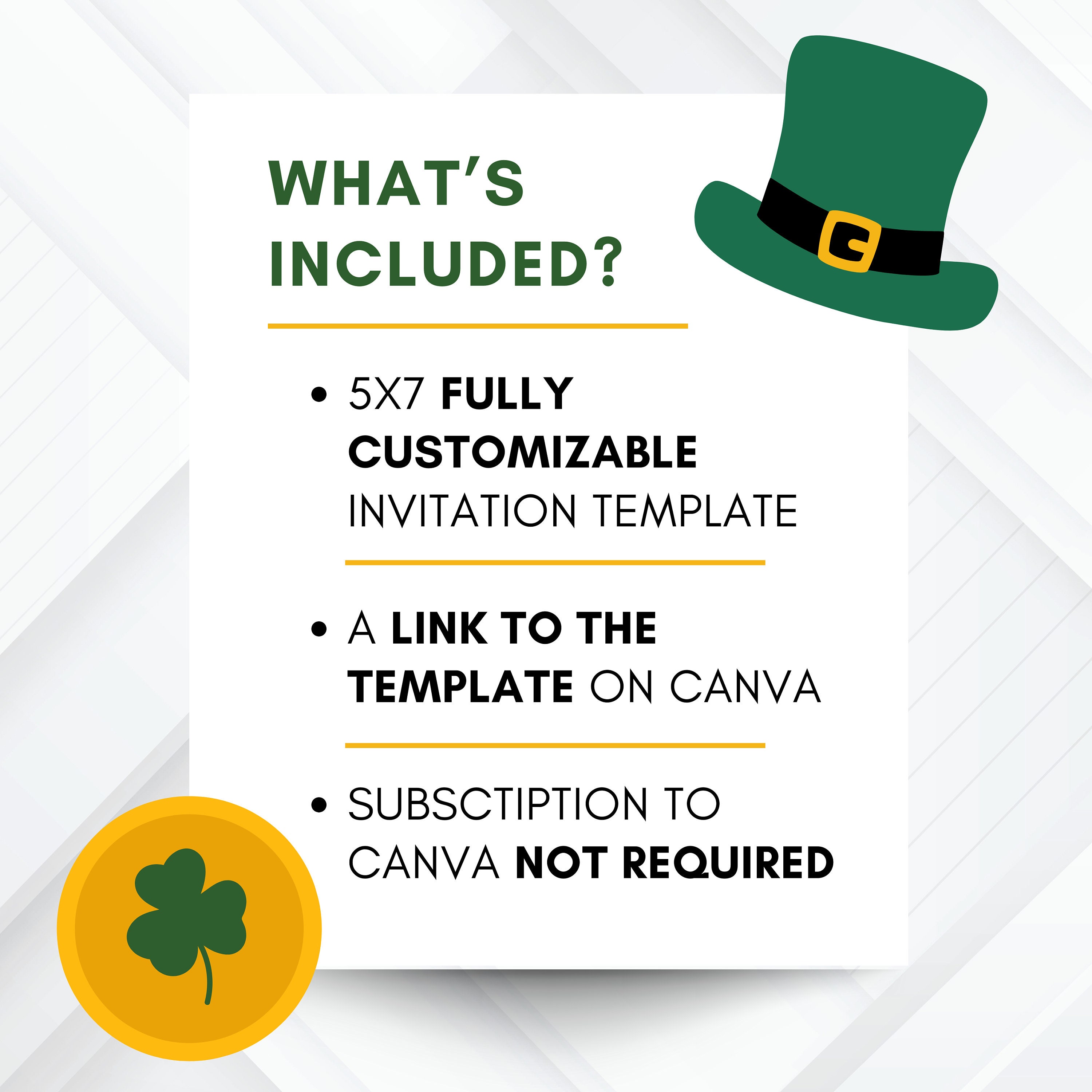 St. Patrick's Day Invitation digital Download, Canva Template, Invite ...