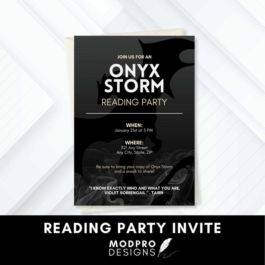 Onyx Storm Reading Party Invitation book Club Digital Download Canva ...
