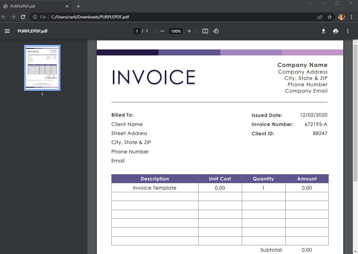MS Word-invoice Template - Etsy