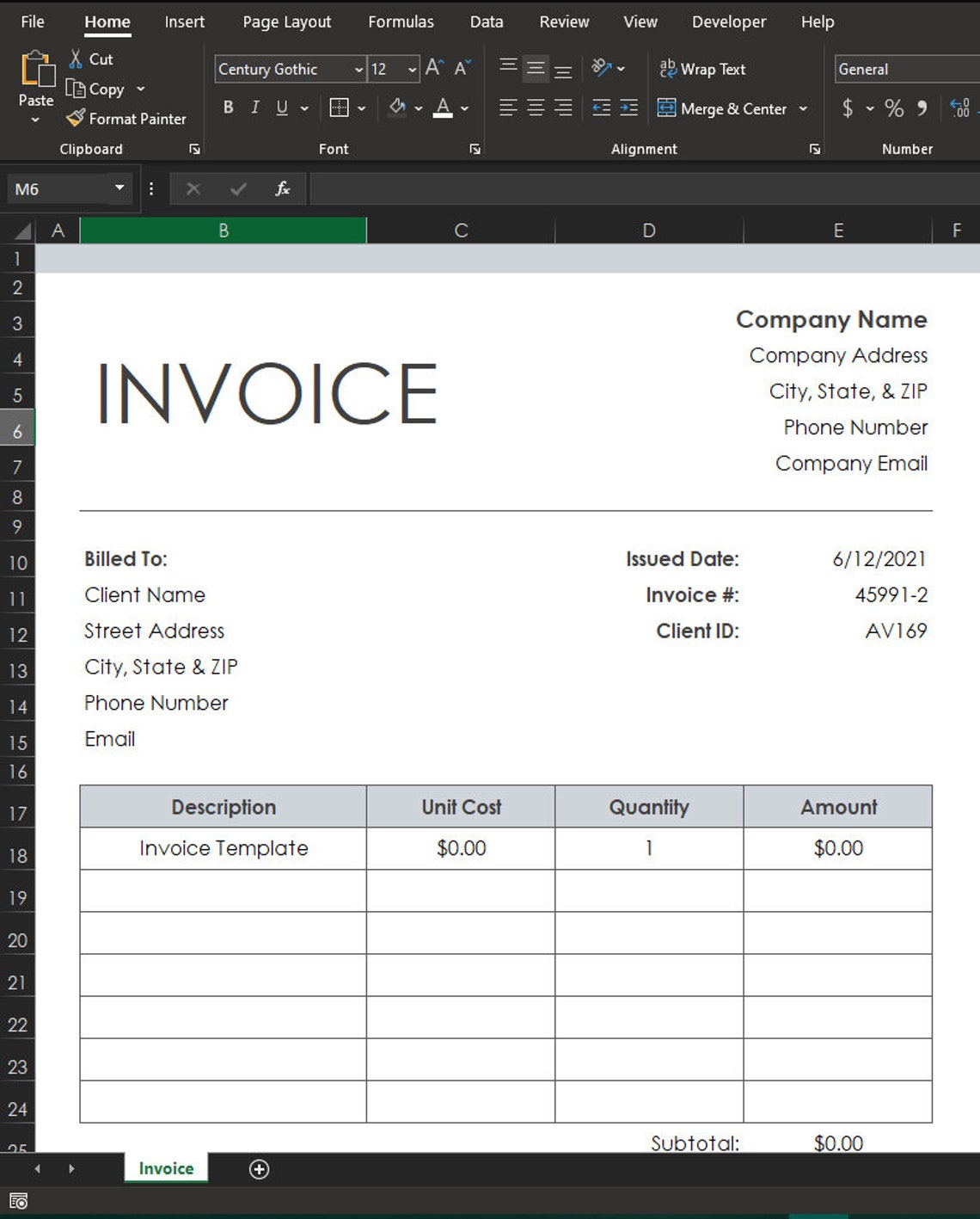 MS Excel Invoice Template Spreadsheet - Etsy
