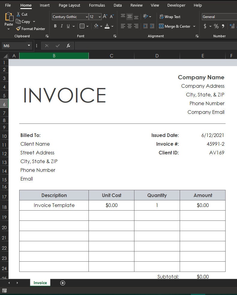 MS Excel Invoice Template Spreadsheet | Etsy