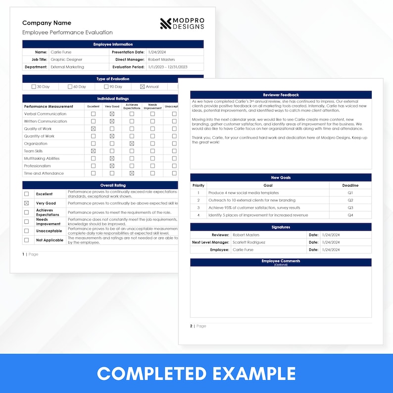 Employee Performance Review Template: HR Evaluation Form (microsoft ...