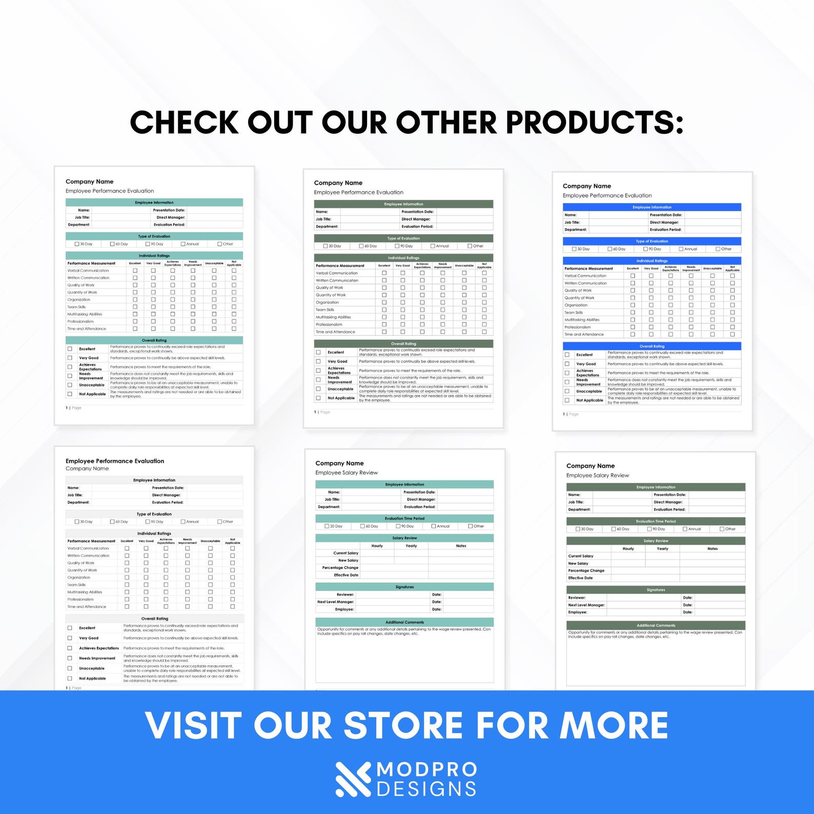 Employee Performance Evaluation & Salary Review Templates (MS Word) - Etsy