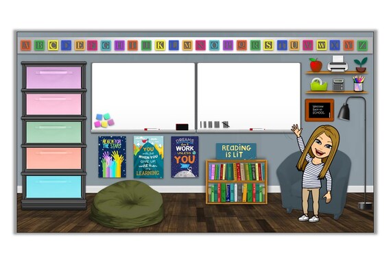 Bitmoji Classroom Template Gray - Etsy