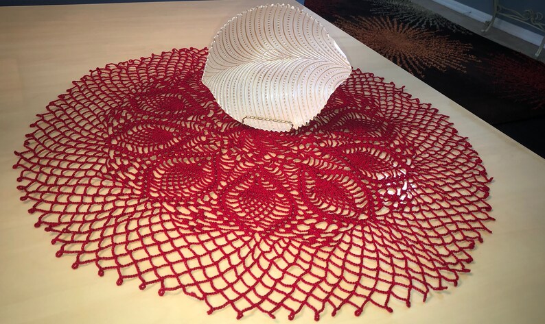 Ruby Red Frontis Topper Crochet Doily Round Crochet Doily - Etsy