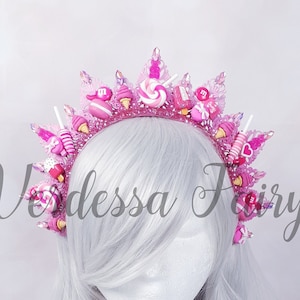 Barbie Pink Candy Crown. Pink Metal Lace Crown. Pink Ombre Crown. Candy ...