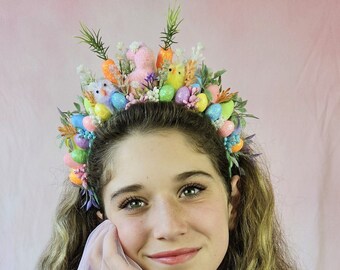 Easter Pastel Rainbow Headband Fascinator. Easter Flower Crown ...